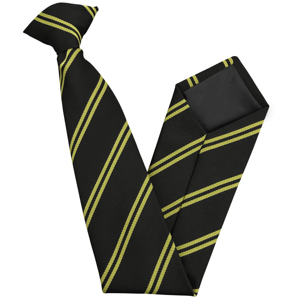 Black and Gold Double High School Clip On Tie - British School Tie Store